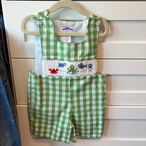 Silly Goose | One Pieces | Green And White Gingham One Piece Overalls ...
